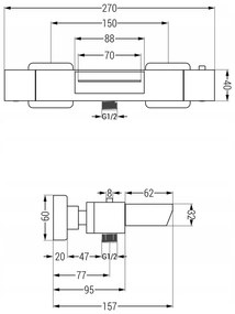 Vanová termostatická baterie MEXEN CUBE s vývodem na sprchu - černá matná - s vodopádem, 77360-70