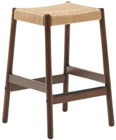 Ořechová barová židle Kave Home Yalia s výpletem 66 cm