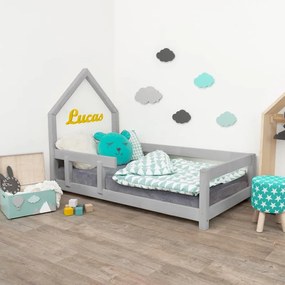 Benlemi Dětská postel domeček POPPI s bočnicí vlevo Barva: Tmavě šedá, Rozměr: 90 x 200 cm