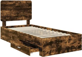 Rám postele s čelo Kouřový dub 90 x 190 cm Kompozitní dřevo 3412841