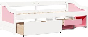 Válenda se 3 zásuvkami bez matrace bílá a růžová IRUN 90x200 cm 3314685