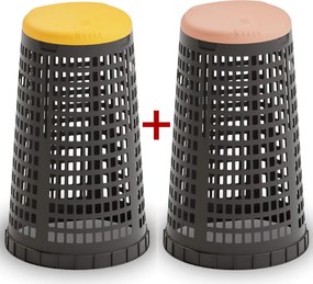Plastový odpadkový koš na 120 l pytle 1+1 ZDARMA černý, žlutá + červená