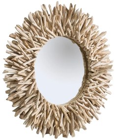 OnaDnes -20% Moebel Living Přírodní teakové kulaté zrcadlo Sticky 80 cm