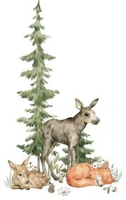 Dětská vliesová fototapeta lesní zvířátka pod stromem 364996 / Fototapety na zeď pro děti Kids world (159 x 265 cm) Rasch