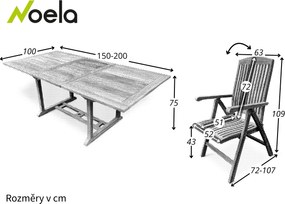 Noela Zahradní dřevěná sestava 1+6 pro 6 osob Bali II.