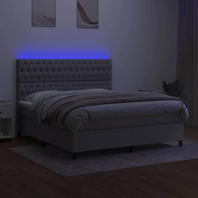 Box spring postel s matrací a LED světle šedá 160x200 cm textil 3135125