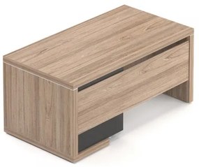 Stůl Lineart 160 x 85 cm + pravý kontejner a krycí panel / Jilm tmavý a bílá
