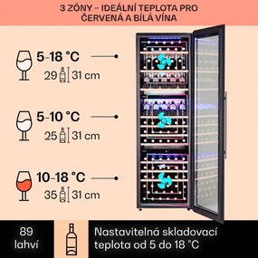 Klarstein Vinsider 89 vestavná vinotéka 5–18 °C dotykové ovládání dřevěné police