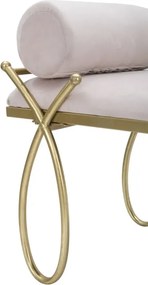 Lavice Ribbon 112 cm samet zlatá/růžová