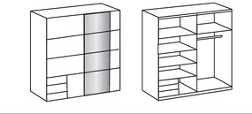 Šatní skříň se zrcadlem Emden, 179 cm, bílá