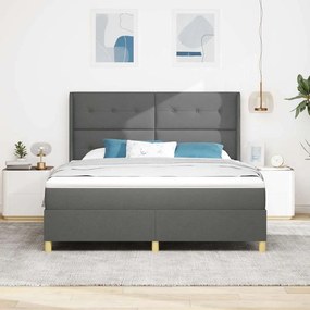 Postel s boxspringem s čelo Tmavě šedá 180 x 200 cm textil 3341848