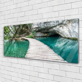 akrylový obraz Most Jezero Architektura 125x50 cm