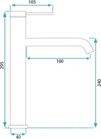 Rea Clif, vysoká umyvadlová baterie h-295, černá matná, REA-B5325