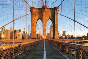 DIMEX | Vliesová fototapeta Brooklyn Bridge panorama MS-5-0763 | 375 x 250 cm| modrá, černá, hnědá