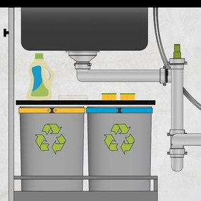 Sink Quality Titanite, kuchyňský granitový dřez 680x495x215 mm + zlatý sifon, černá skvrnitá-Brocade, SKQ-TIT.B.1KKO.XG