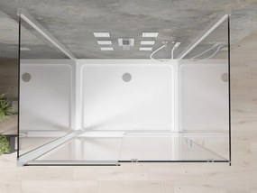 Mexen Omega-3S sprchový kout 3-stěnný, posuvný 130x80 cm, transparentní, chrom + vanička Flat - 825-130-080-01-00-3s-4010