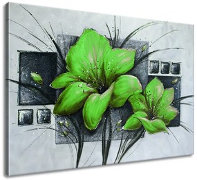 Gario Ručně malovaný obraz Nádherné zelené Vlčí máky Rozměry: 120 x 80 cm