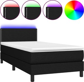 Box spring postel s matrací a LED černá 90x190 cm textil 3133039