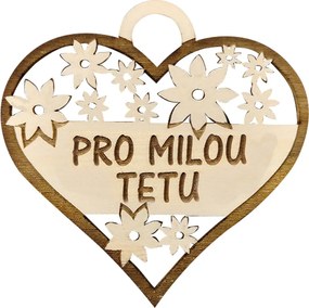 AMADEA Dřevěné srdce s textem "pro milou tetu", 7 cm, český výrobek