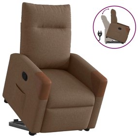 Zvedací polohovací křeslo hnědé textil 3324009