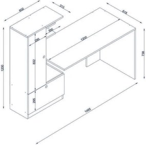 Pracovní stůl Domingos White and Walnut