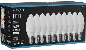 Mexen Nova 10x LED žárovka E14, C37, 6W, Neutrální - 4000K, 630 lm - L102-E14-0640-01x10