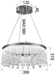 Toolight Toolight, LED závěsné osvětlení 40cm, 18W, 4000K, APP1730-1CP, zlatá, OSW-04341