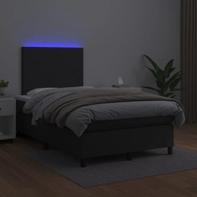 Box spring postel s matrací a LED černá 120x200 cm umělá kůže 3135813