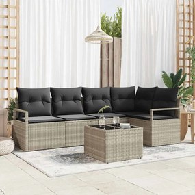 Set pohovek 6 ks Světle šedá polyratan 3346392