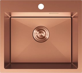 Mexen Solix, 1-komorový nerezový dřez 500 x 450 mm, broušená měď, 6402501000-65