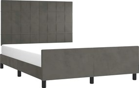 Rám postele bez matrace tmavě šedý 140 x 190 cm samet 3125752
