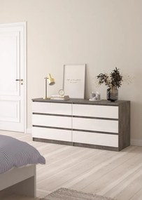 Komoda Simplicity 154 x 50 x 70 cm, šedá / bílý lesk