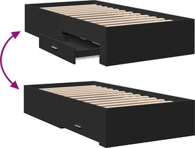 Rám postele se zásuvkami černý 75 x 190 cm kompozitní dřevo 3280441