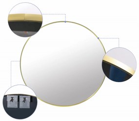 Zlaté kulaté zrcadlo LEOBERT - různé velikosti Průměr zrcadla: 80 cm