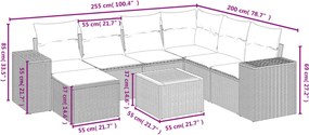 8dílná zahradní sedací souprava s poduškami béžová polyratan 3257893