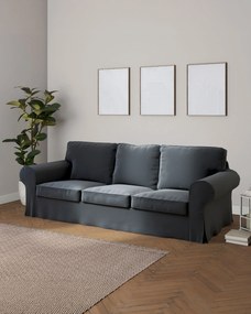 Potah na pohovku IKEA Ektorp 3-místná rozkládací, NOVÝ MODEL 2013 barva šedá látka sametová