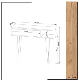 Konzolový stolek Oseyo 100 cm hnědý/bílý