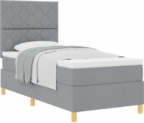 Postel s boxspringem s čelo Světle šedá 90 x 190 cm textil 3339658