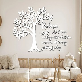 dřevo života Dřevěný strom Rodina jsou kořeny Rozměry (cm): 79x60, Barevný vzor: Bílá
