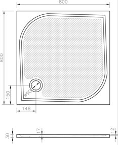 LOTOSAN Drop sprchová vanička 80x80, čtverec, vč. nožiček AQ LCS00180