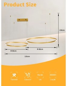 Immax NEO 07218L - LED Stmívatelný lustr FINO 93W/230V 60/80cm zlatá Tuya+DO