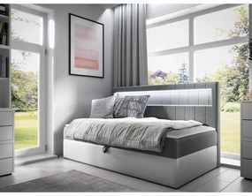 Kontinentální jednolůžková postel Junior Ribezo 2, Rozměr postele: 80x200, Barva:: ekokoža Soft 017 (biała) + Fresh 34