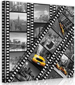Obraz 80x80 Film černobílé fotografie New York taxi cestování po městě