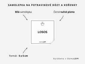 LOSOS - omyvatelná samolepka na kořenky, výběr rozměrů Ø 5 cm / 5 x 5 cm / 6 x 8 cm | DomaLEP tvar: ČTVEREC, barva: BÍLÁ - ČERNÉ písmo, velikost: š. 5 cm x v. 5 cm - tučné písmo