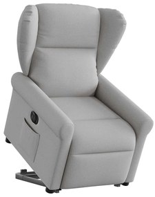 Elektrické zvedací polohovací křeslo obláčkově šedé textil 3303403
