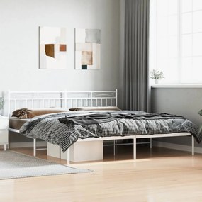 vidaXL Kovový rám postele s čelem bílý 193 x 203 cm
