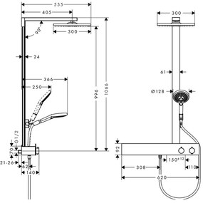 Hansgrohe Raindance E, Showerpipe 300 1jet s termostatem ShowerTablet 600, chromová, HAN-27363000