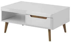 Konferenční stolek NATHANIEL - bílý lesk / dub riviera