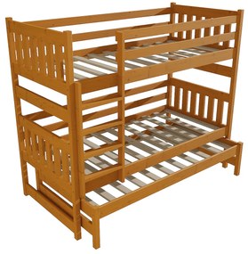 Vomaks Patrová postel s výsuvnou přistýlkou PPV 019 Rozměr: 80 x 180 cm, Barva: moření olše, Prostor mezi lůžky: 80 cm