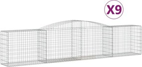 Klenuté gabionové koše 9 ks 400x50x80/100 cm pozinkované železo 3146990